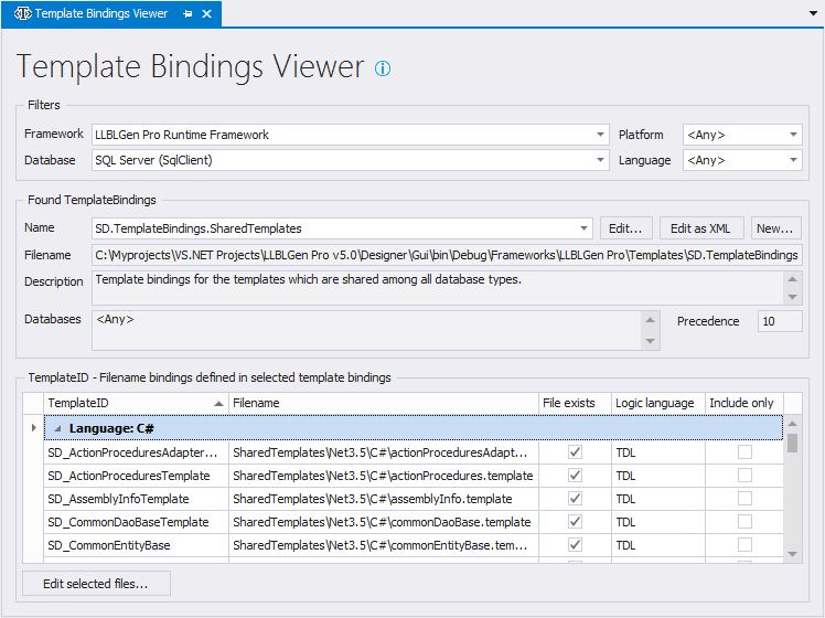 Template Bindings Viewer - LLBLGen Pro Designer v5.9 Documentation